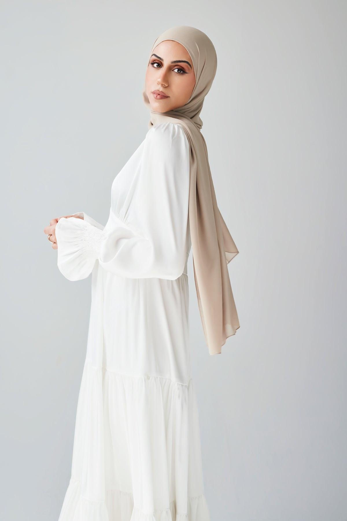 Milena Tiered Smock Maxi Dress - White – Zahraa The Label