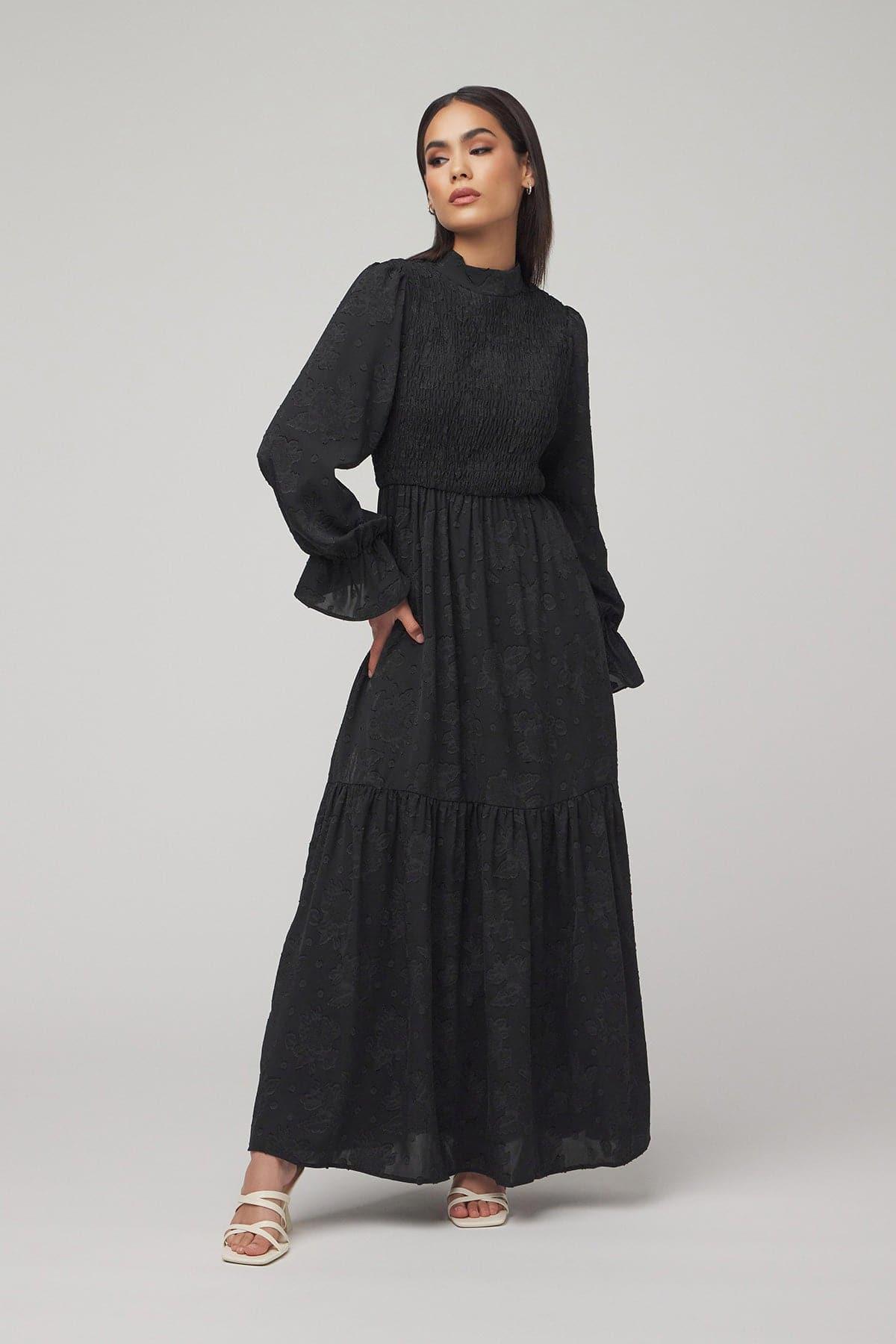 Rama Satin Maxi Dress - Black